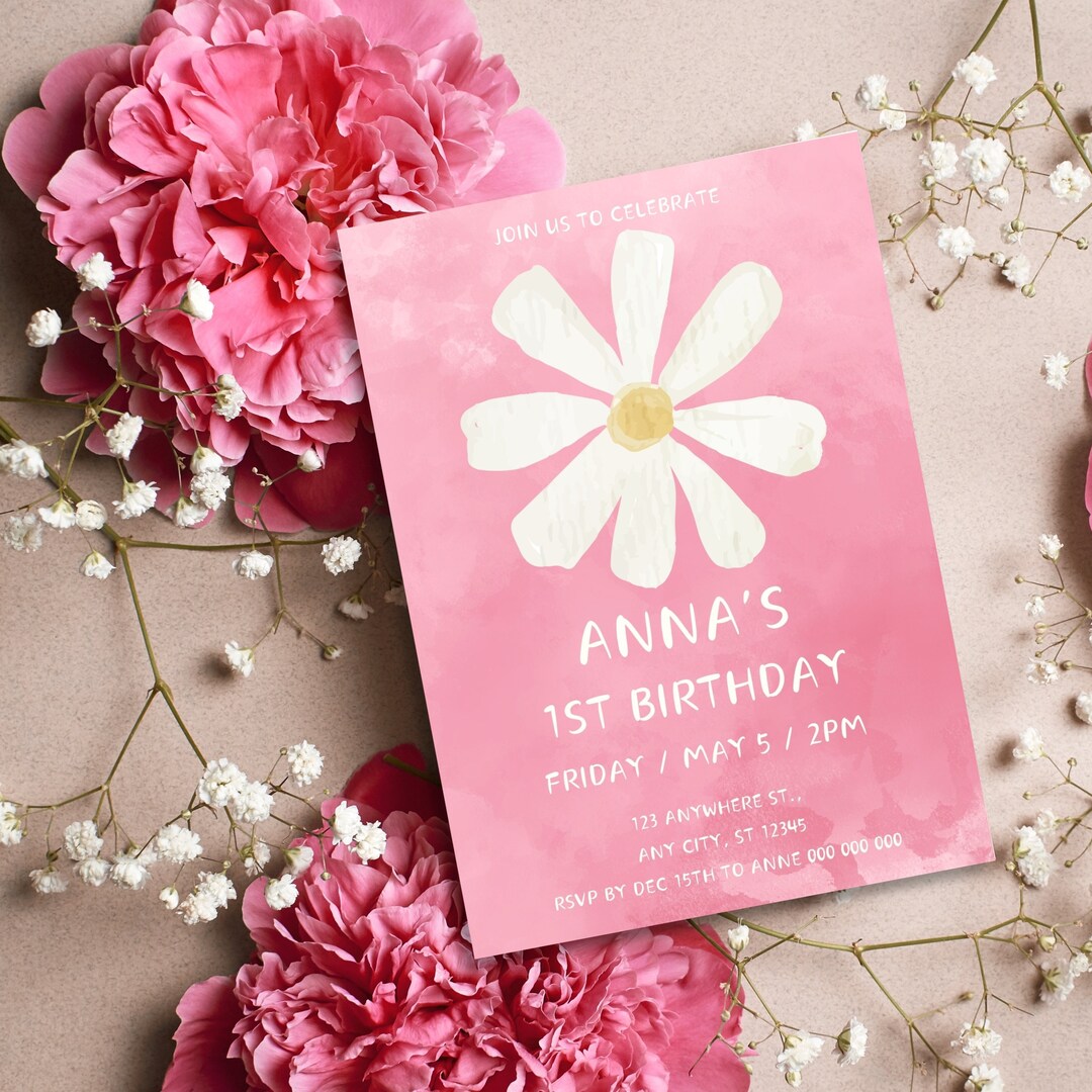 Daisy Birthday Invitation, Boho Daisy Girl Birthday Party Editable ...