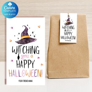 Printable Witching You a Happy Halloween Gift Tag, Spooky Treat Bag Tag ...
