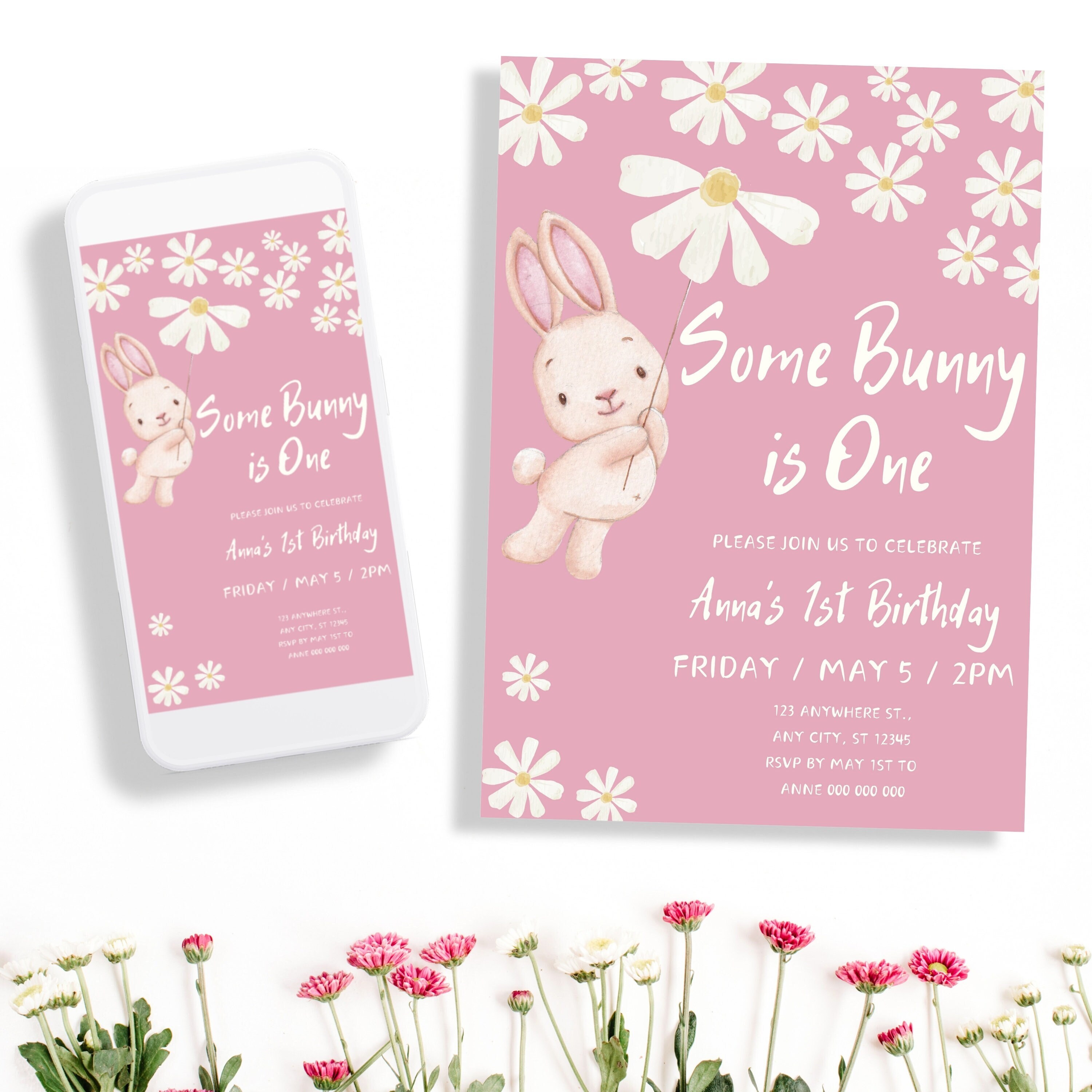 Some Bunny is Turning One Invitation, Easter Bunny Birthday Party ...