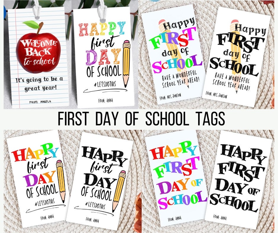 Back to School Gift Tag Printable Template, Editable Happy 1st First ...