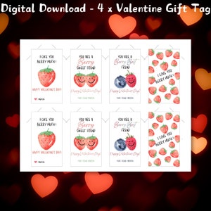 Editable Berry Valentines Gift Tags Valentine You Are Berry Frend Tag ...