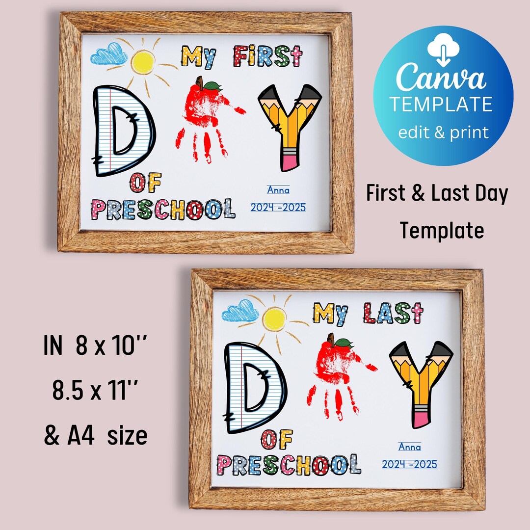 First Last Day of Preschool Handprint Kids Craft Memory Keepsake ...