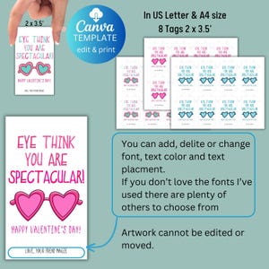 Eye Think You Are Spectacular Valentine Sunglasses Printable Favor Gift ...