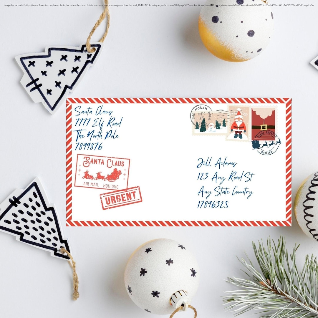 Editable Santa Letter Envelope, Personalized Address Christmas Mail ...
