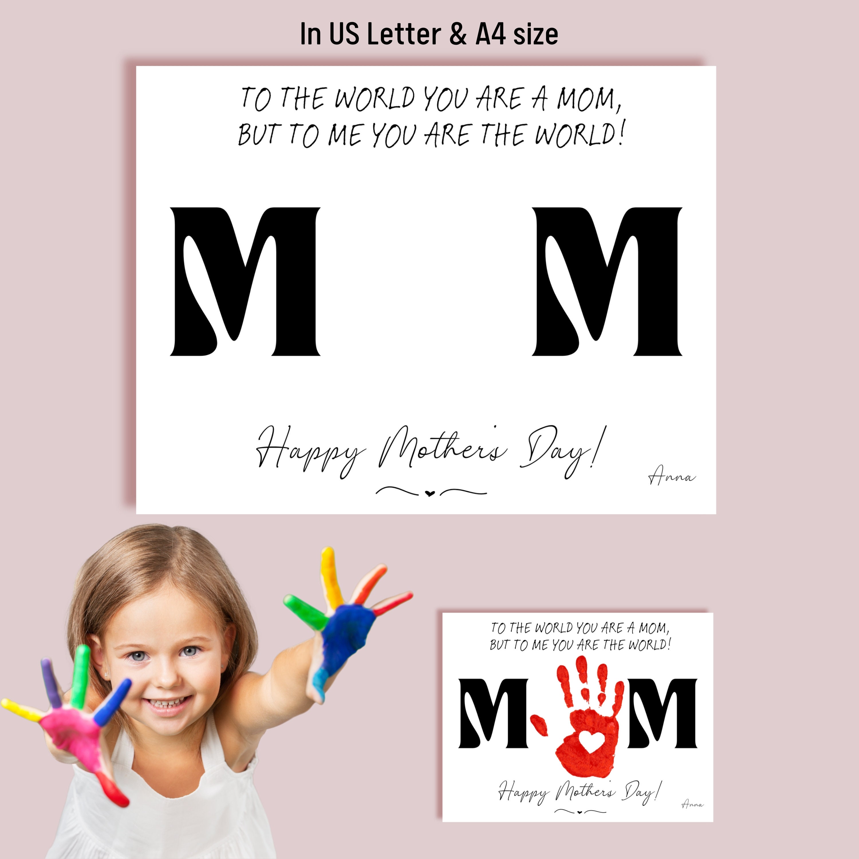Mother's Day Personalised Gift Printable Handprint Art DIY Mum's ...