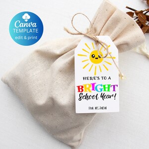 Printable Here's to A Bright School Year Favor Tag, First Day of School ...