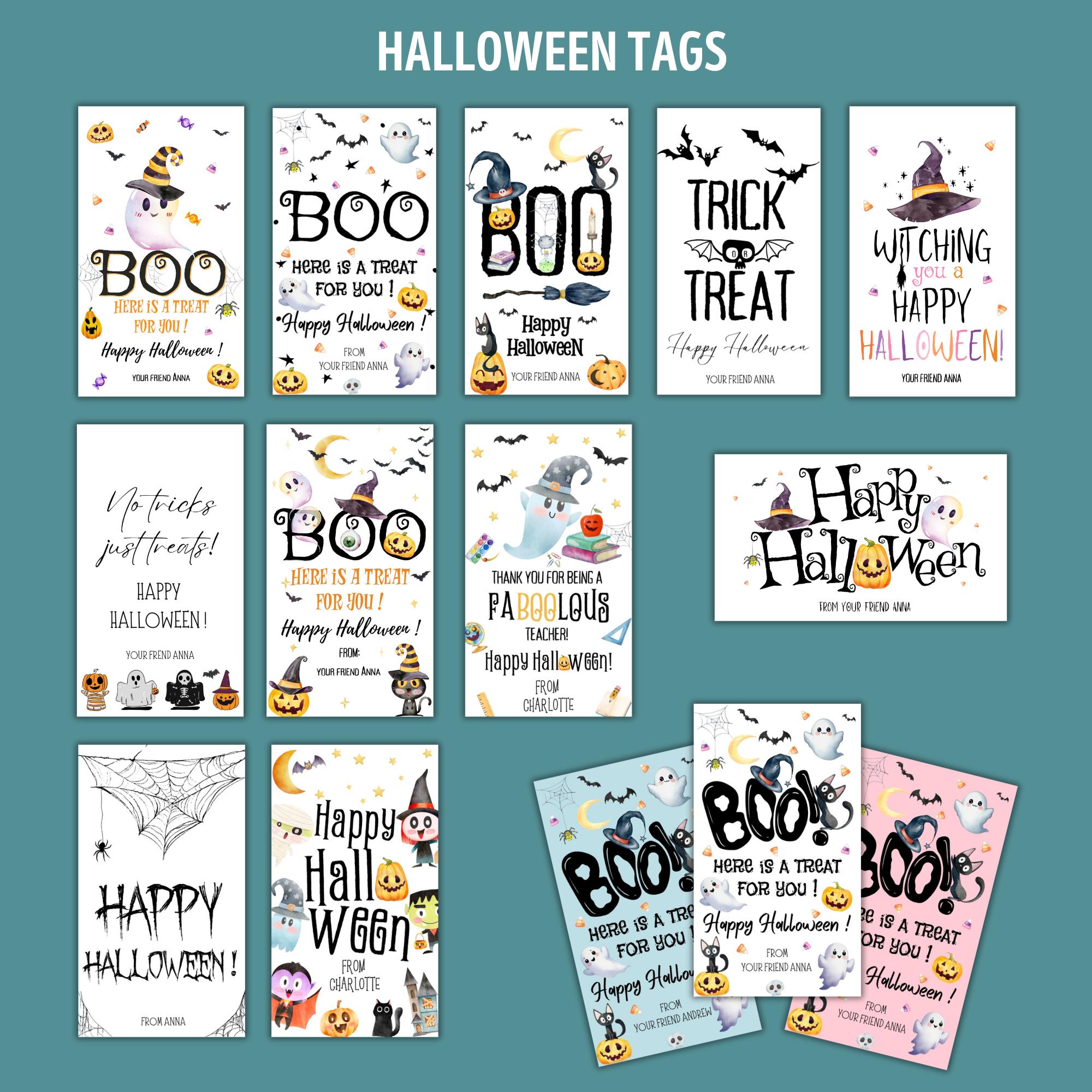Printable Witching You a Happy Halloween Gift Tag, Spooky Treat Bag Tag ...
