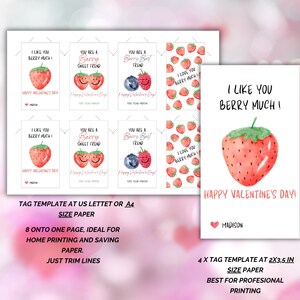 Editable Berry Valentines Gift Tags Valentine You Are Berry Frend Tag ...