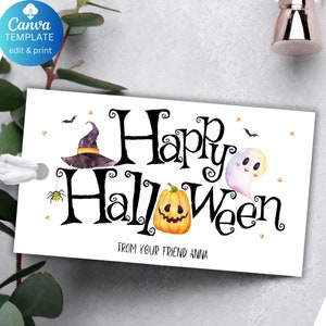 Editable Halloween Favor Tag Spooky Ghost Witch Boo Gift Tags Trick or ...