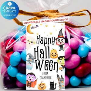 Editable Happy Halloween Gift Tag for Kids Trick or Treat Gift Label ...
