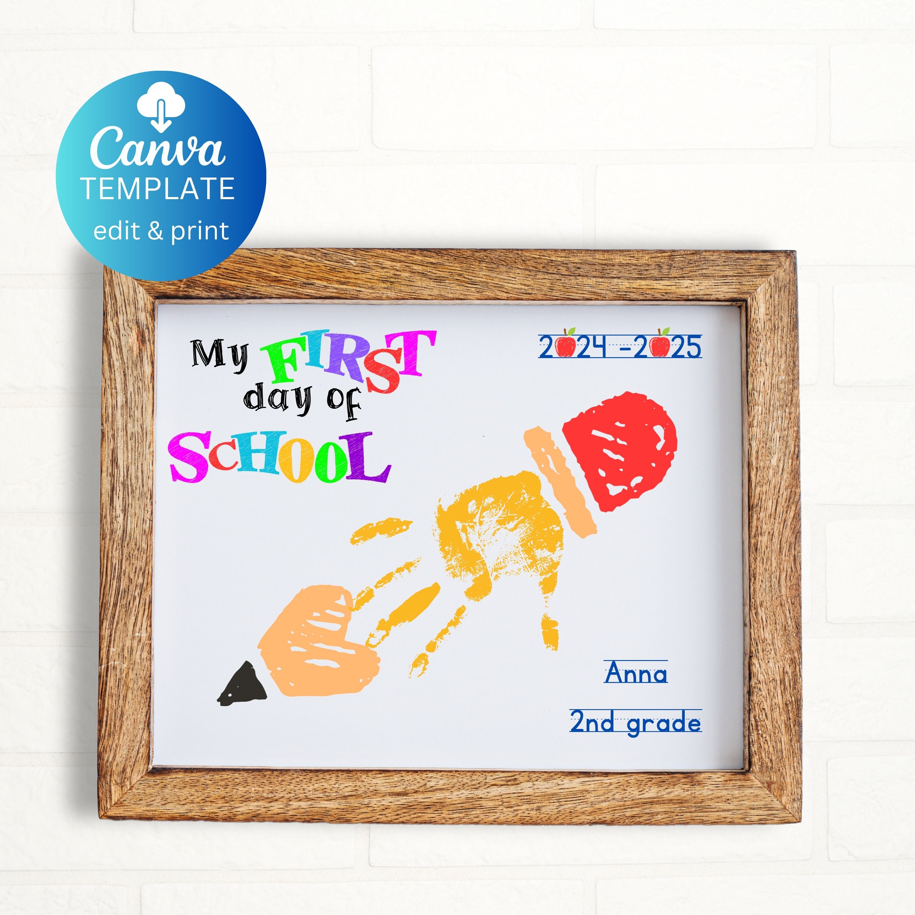 First 1st Day of School Handprint Memory Keepsake, Back to School Sing ...