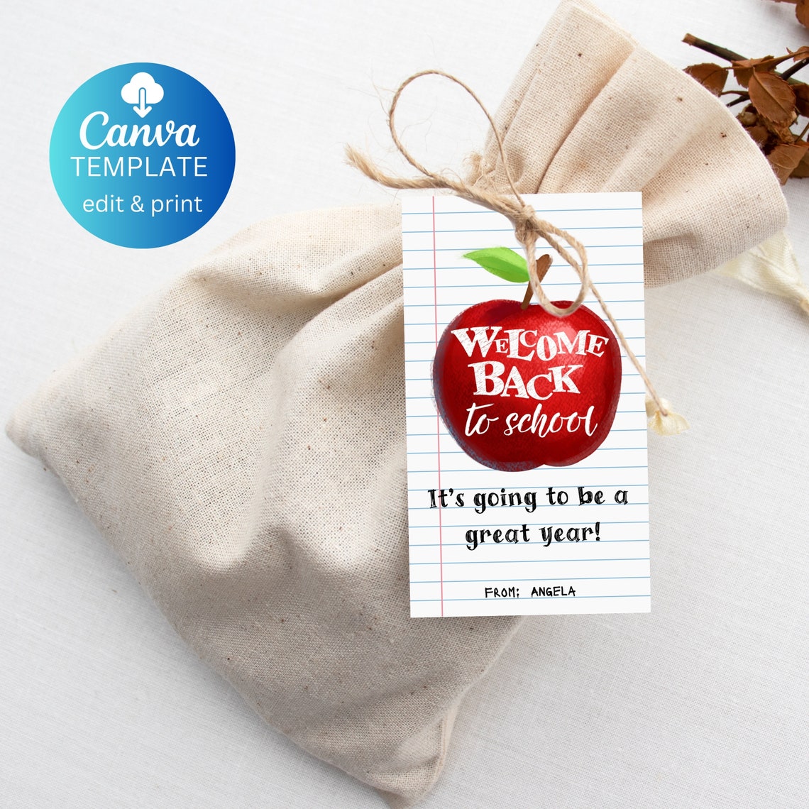Back to School Apple Gift Tag Printable Template, Editable 1st First ...