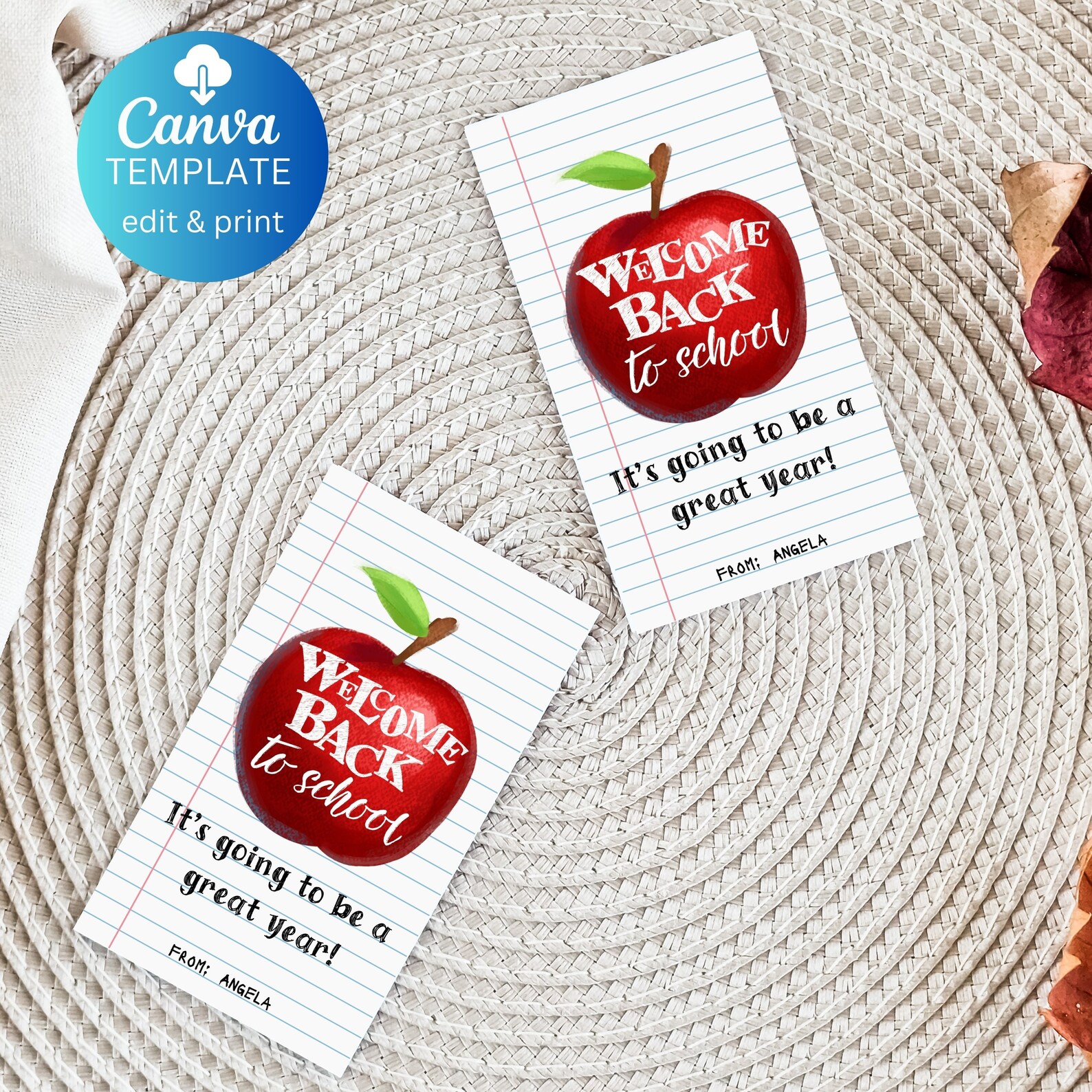 Back to School Apple Gift Tag Printable Template, Editable 1st First ...