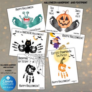Halloween Handprint Footprint Art: Keepsake Memory Printable (digital ...