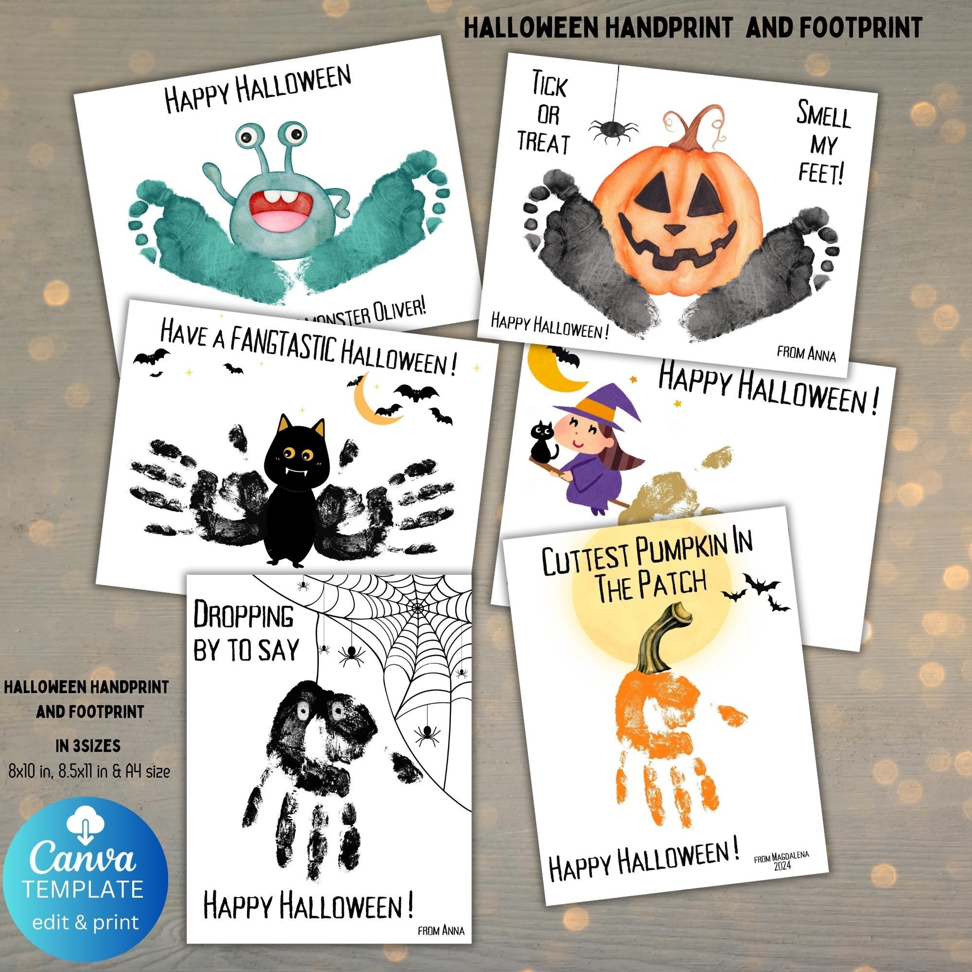 Halloween Handprint Footprint Art, Pumpkin Bat Trick or Treat Smell My ...