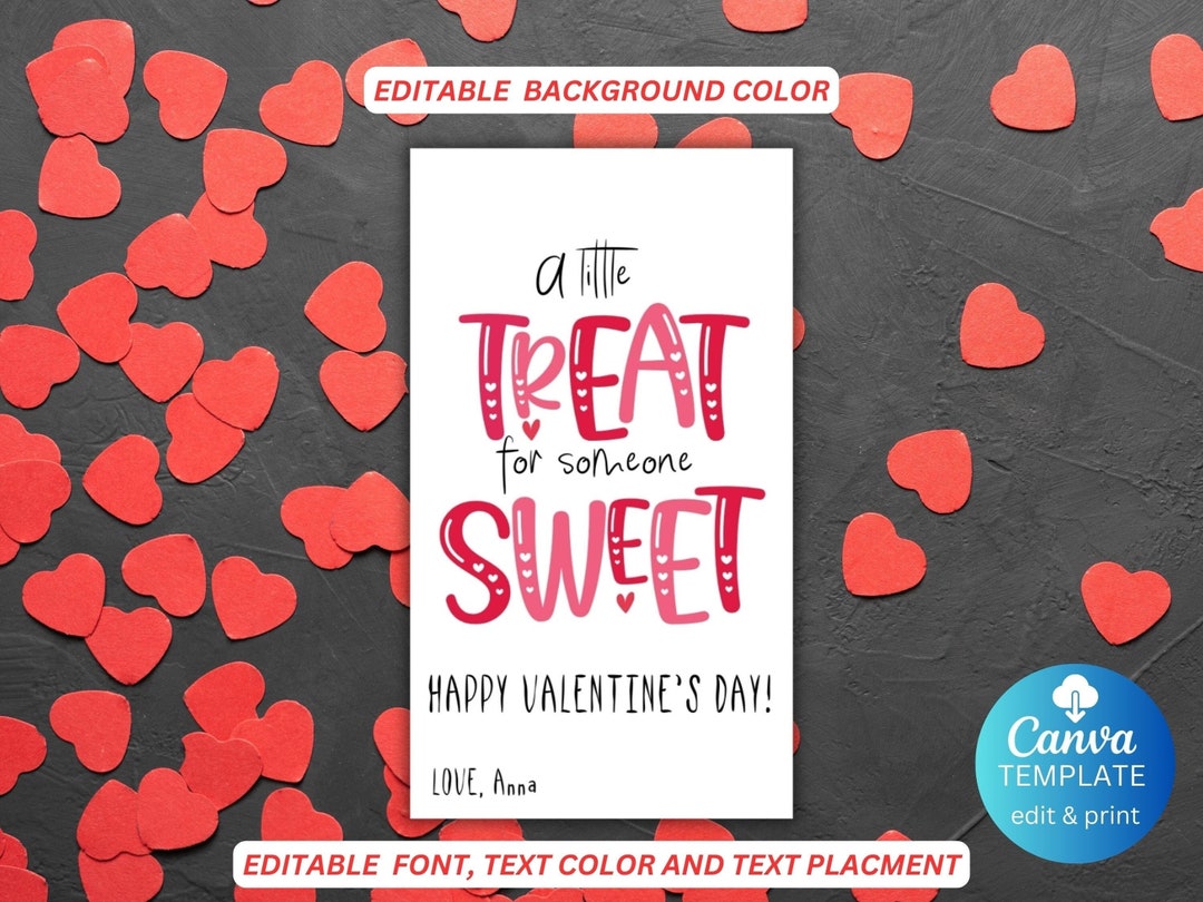 Treat for Someone Sweet Valentines Day Printable Tag Template ...
