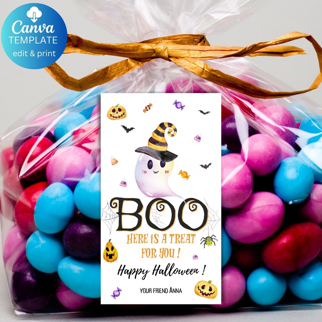 Editable Halloween Favor Tag Spooky Ghost Boo Gift Tags Trick or Treat ...