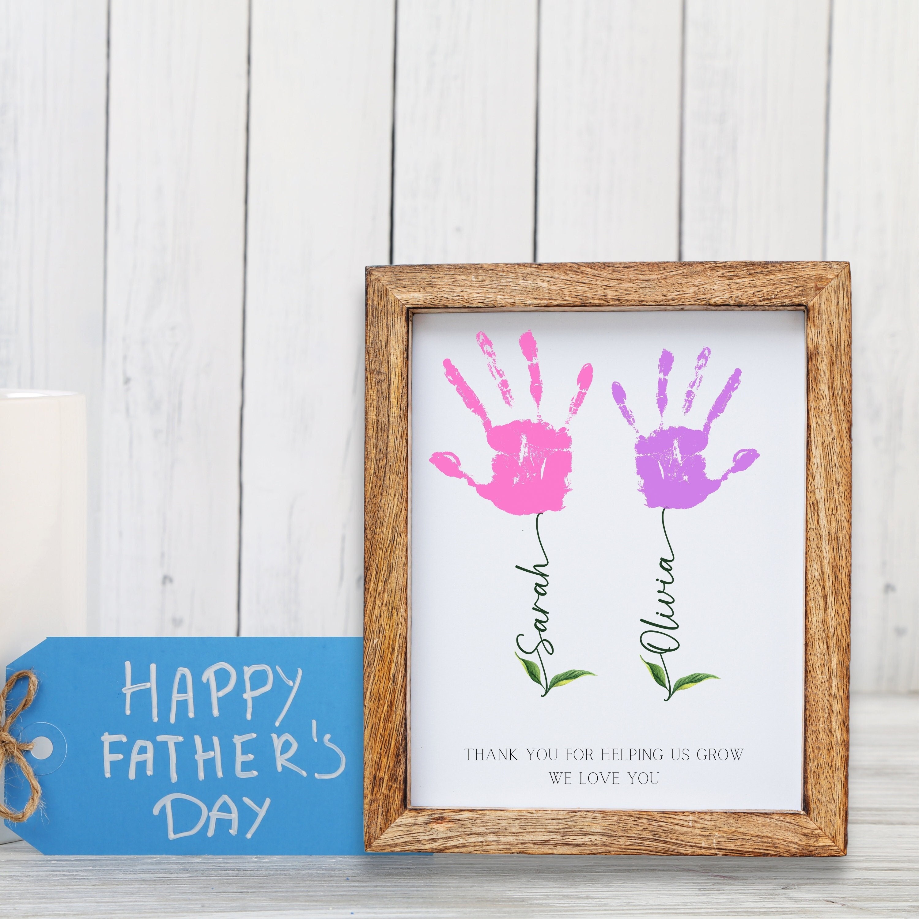 Personalised Father's Day Gift Printable Floral Handprint DIY Dad's ...