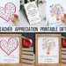 Teacher Appreciation Gift, Editable Printable Teacher Gift End of ...