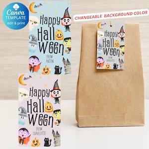 Editable Happy Halloween Gift Tag for Kids Trick or Treat Gift Label ...