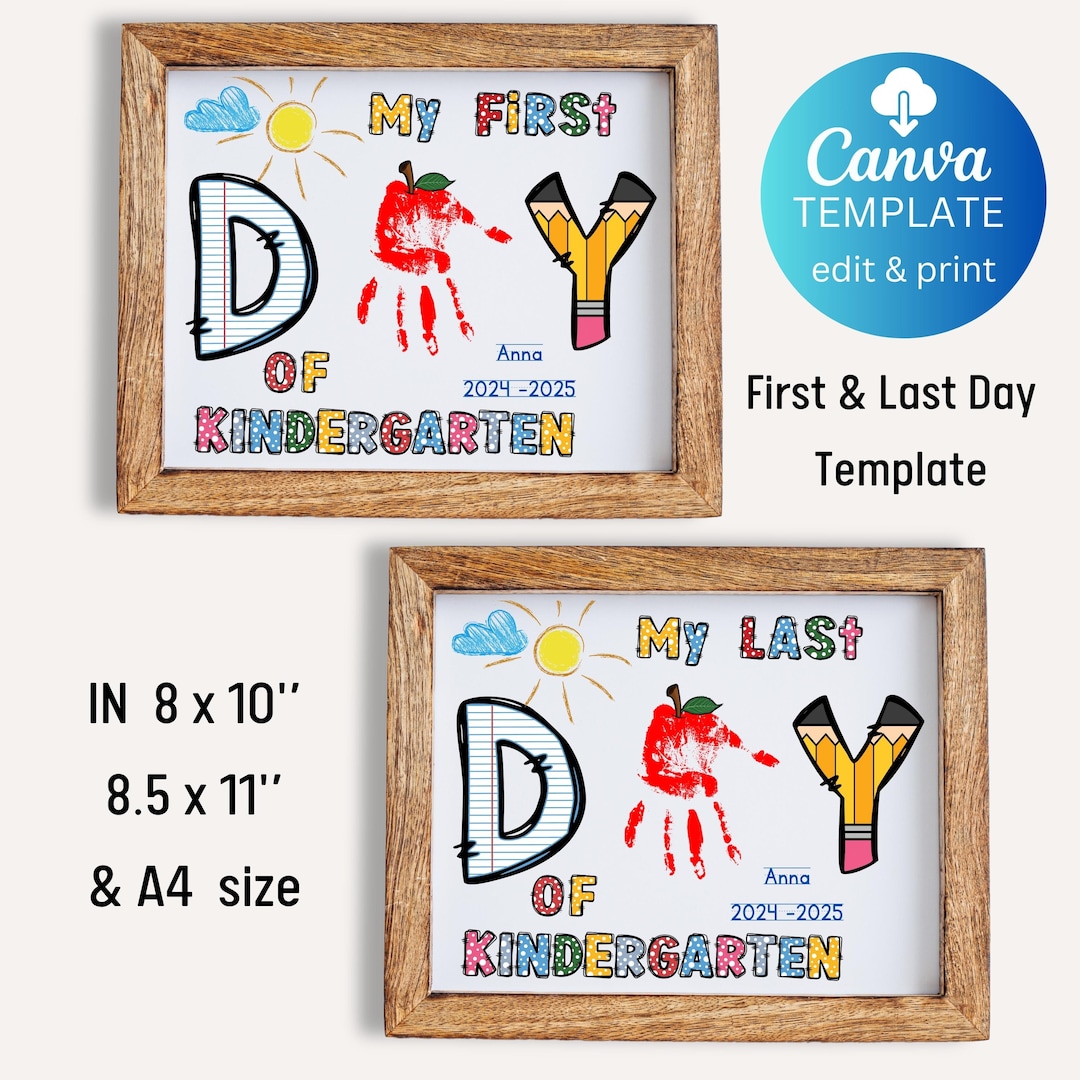 First Last Day of Kindergarten Handprint Kids Craft Memory Keepsake ...