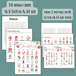 Christmas Bingo Game Printable Kids Party Games,family Game Night ...