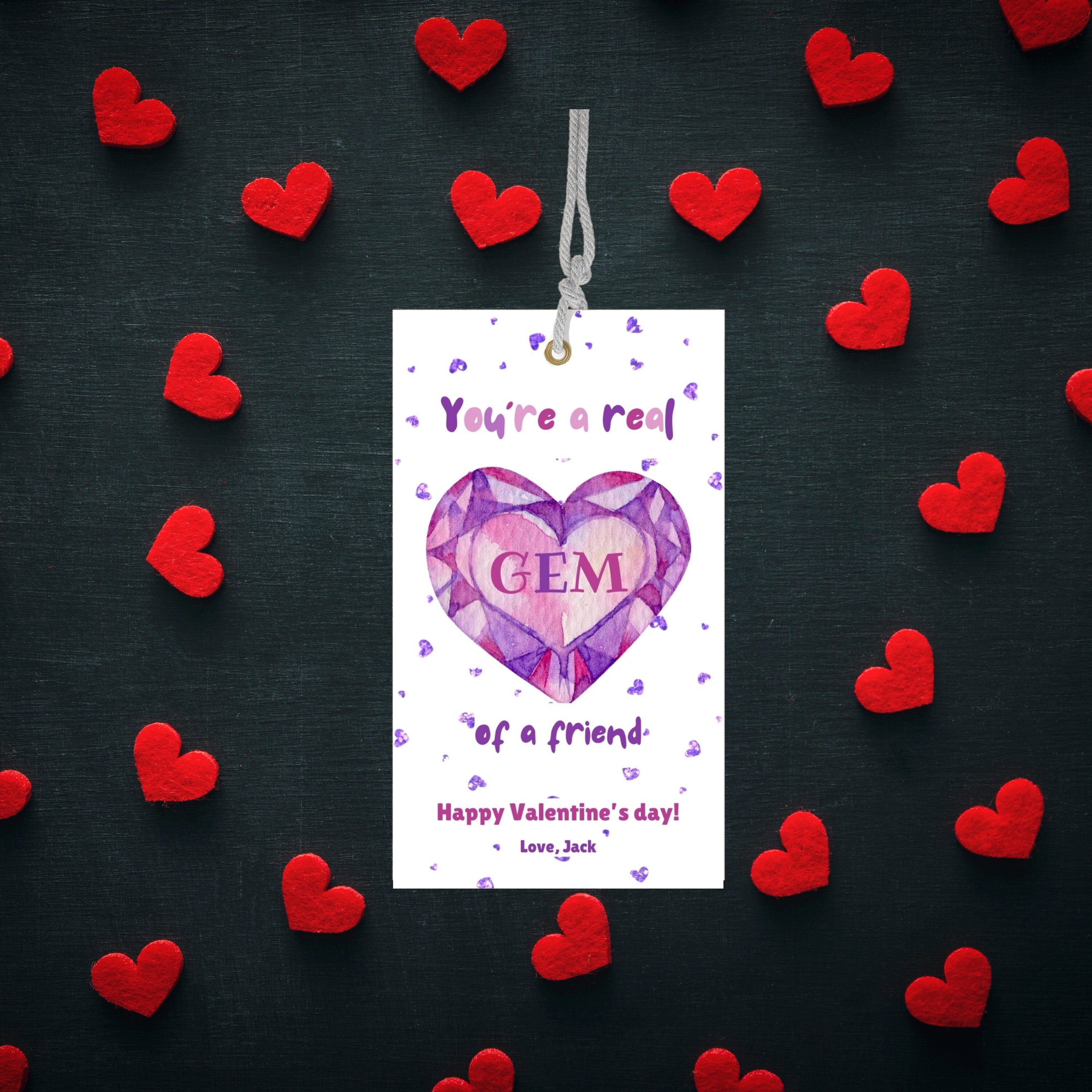 Editable Valentines Gem Gift Tag, You're A Real Gem of a Friend, Candy ...