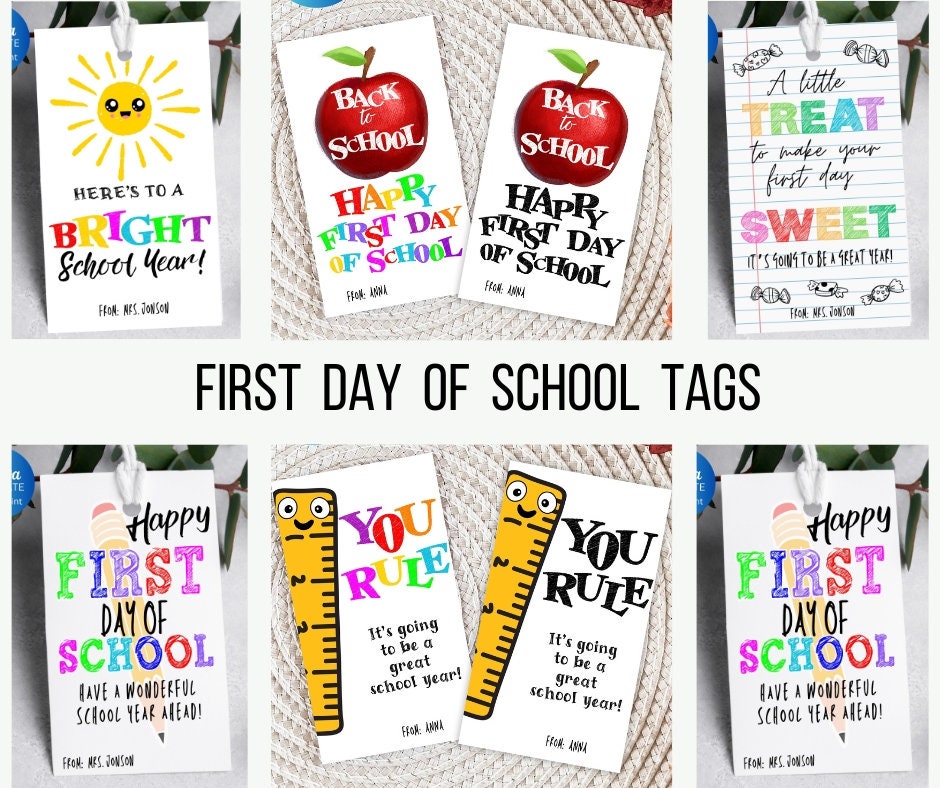 Printable Here's to A Bright School Year Favor Tag, First Day of School ...