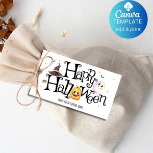 Editable Halloween Favor Tag Spooky Ghost Witch Boo Gift Tags Trick or ...