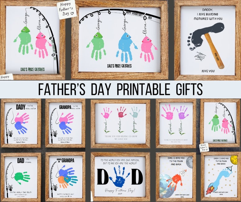 Día Del Padre Handprint Imprimible Diy Craft Regalo Para Papá Papá