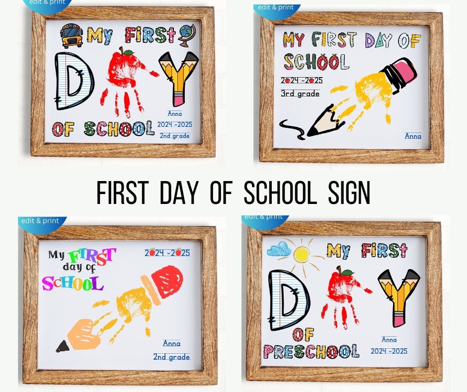 First 1st Day of School Handprint Memory Keepsake, Back to School Sing ...