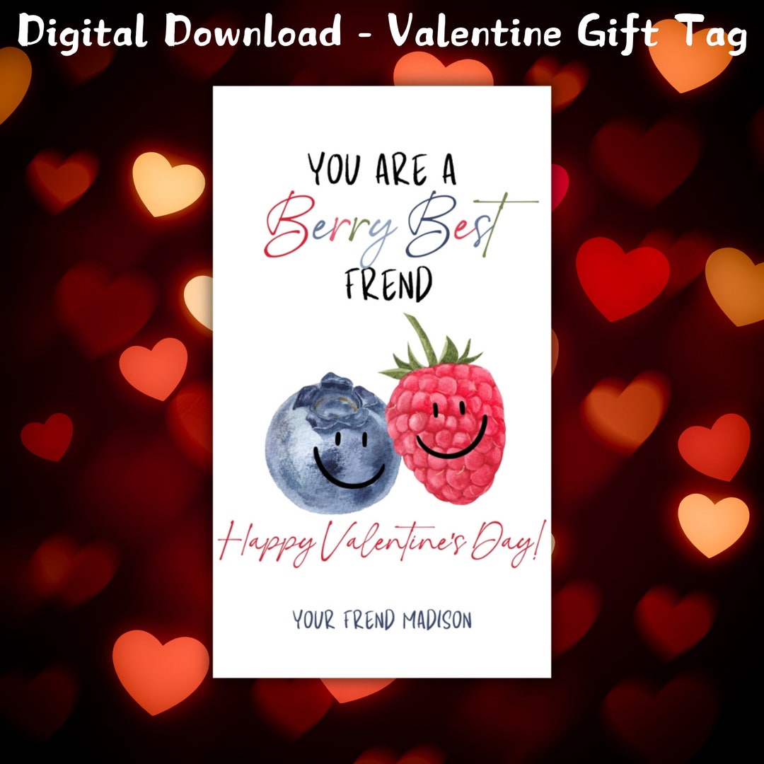 Editable Berry Valentines Gift Tag Valentine You Are Berry Best Frend ...
