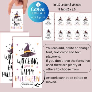 Printable Witching You a Happy Halloween Gift Tag, Spooky Treat Bag Tag ...