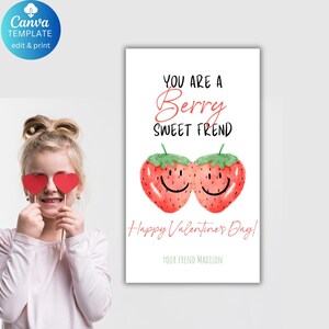 Editable Berry Valentines Gift Tags Valentine You Are Berry Frend Tag ...