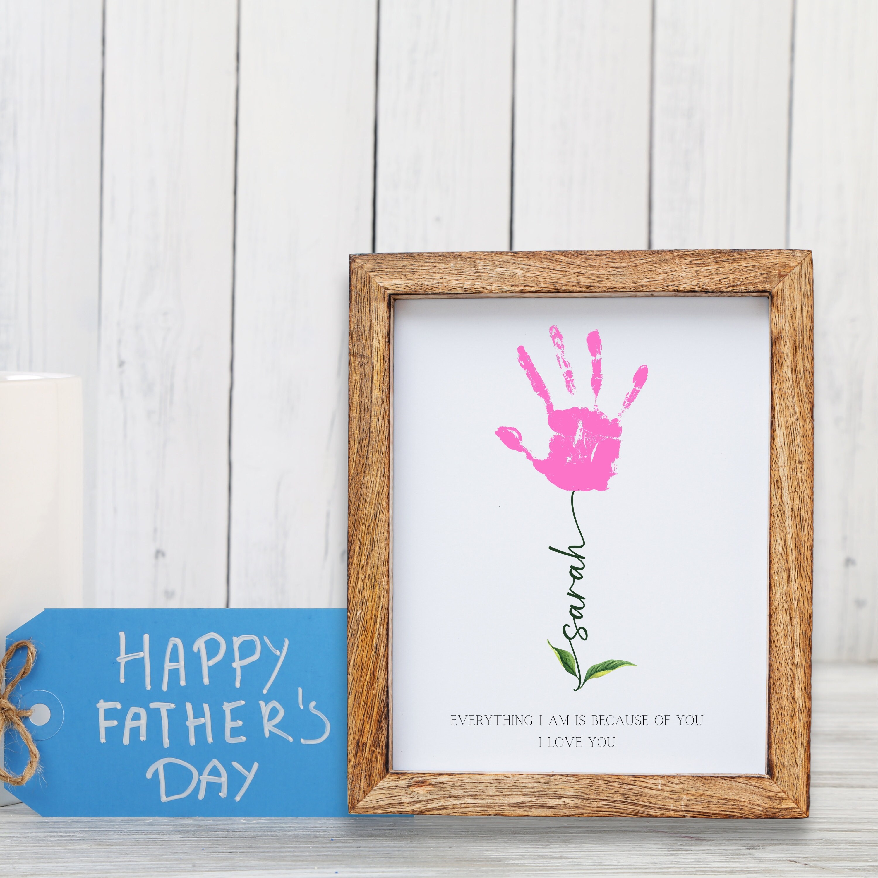 Personalised Father's Day Gift Printable Floral Handprint DIY Dad's ...