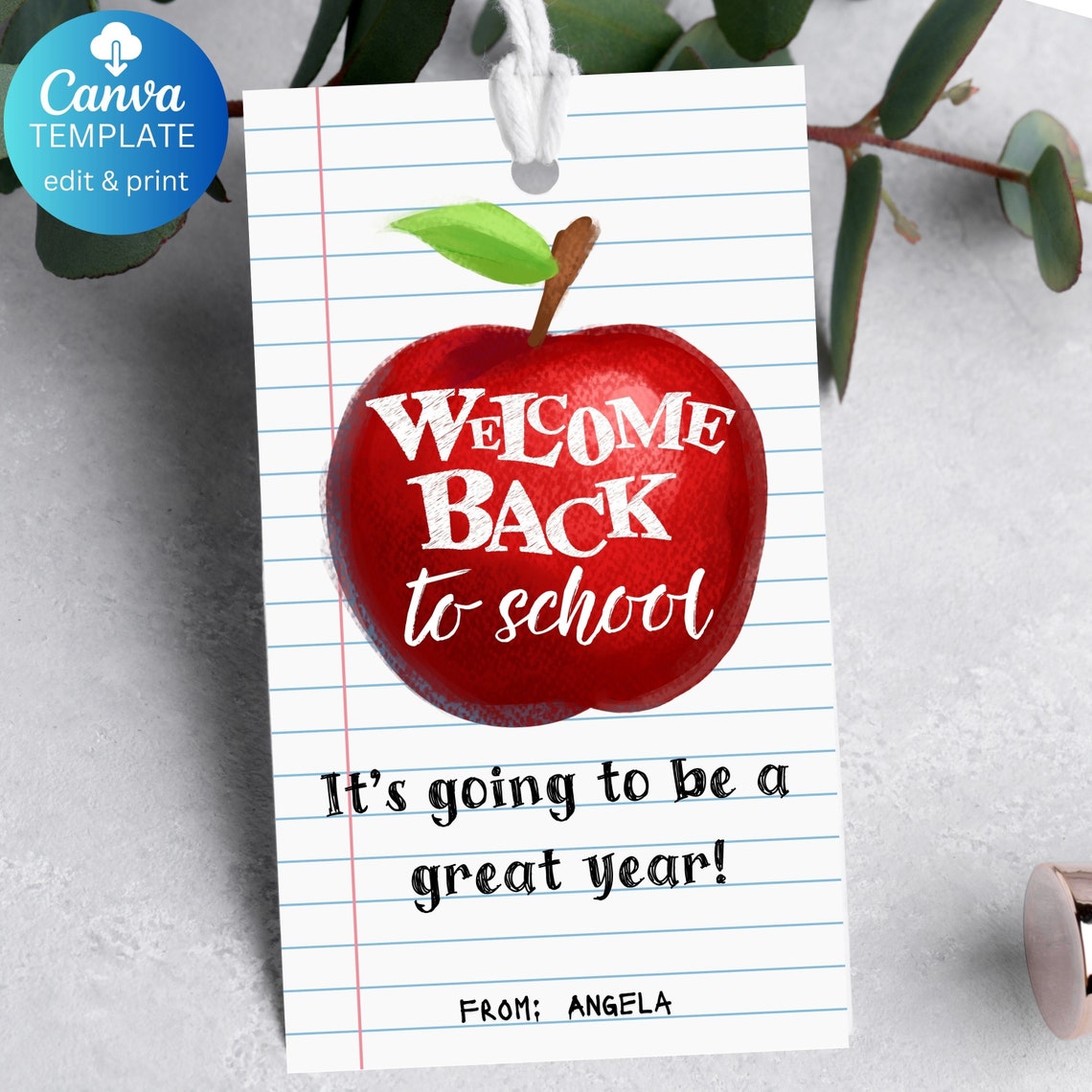 Back to School Apple Gift Tag Printable Template, Editable 1st First ...