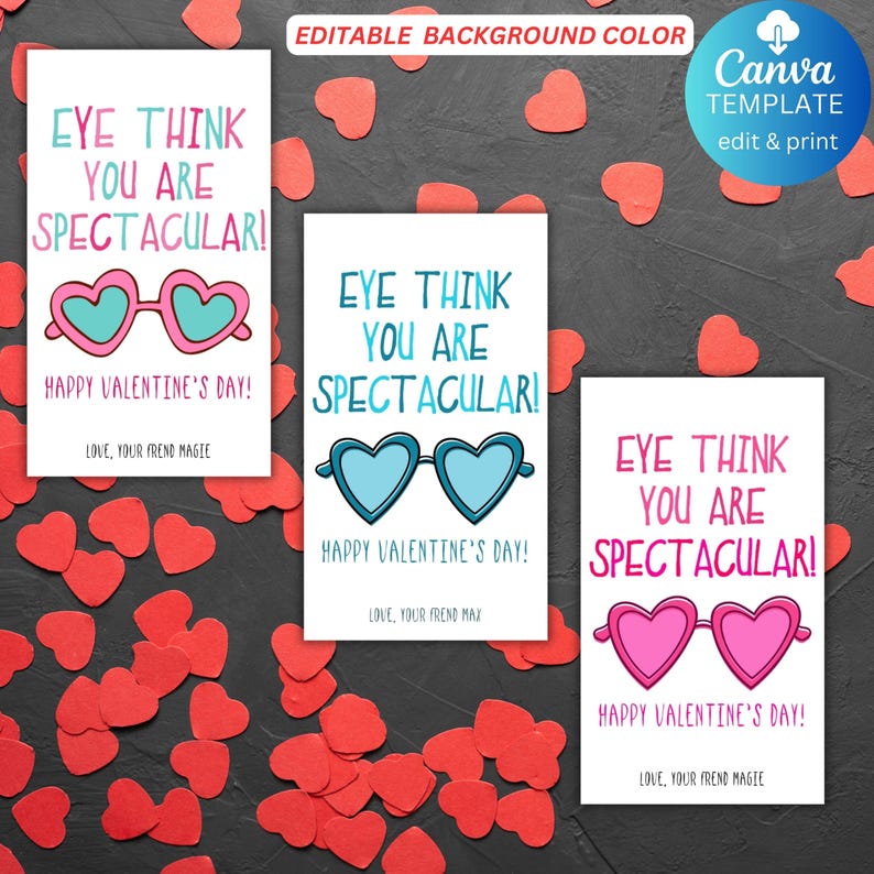 Eye Think You Are Spectacular Valentine Sunglasses Printable Favor Gift ...