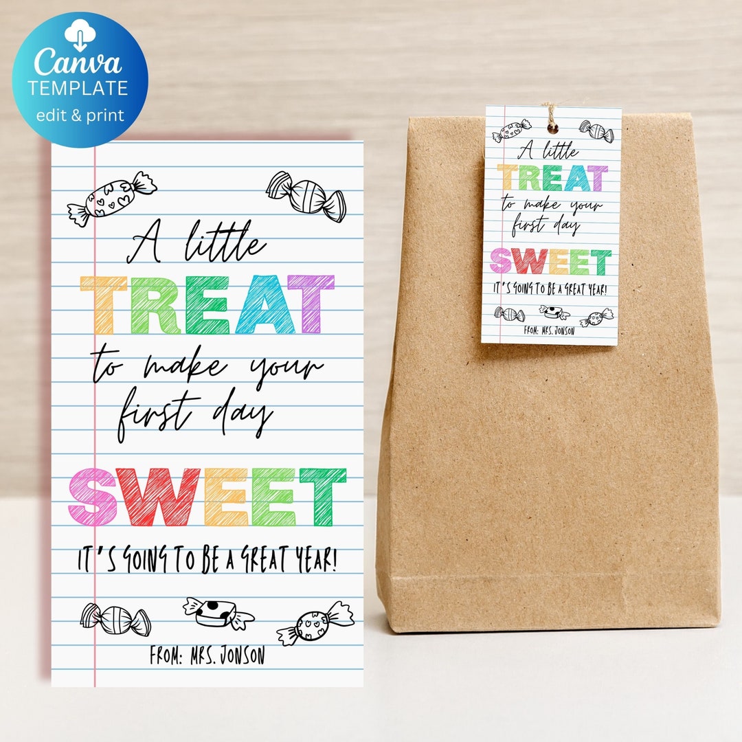 Back to School Gift Tag Printable Editable Template, A Little Treat to ...