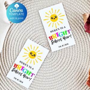 Printable Here's to A Bright School Year Favor Tag, First Day of School ...