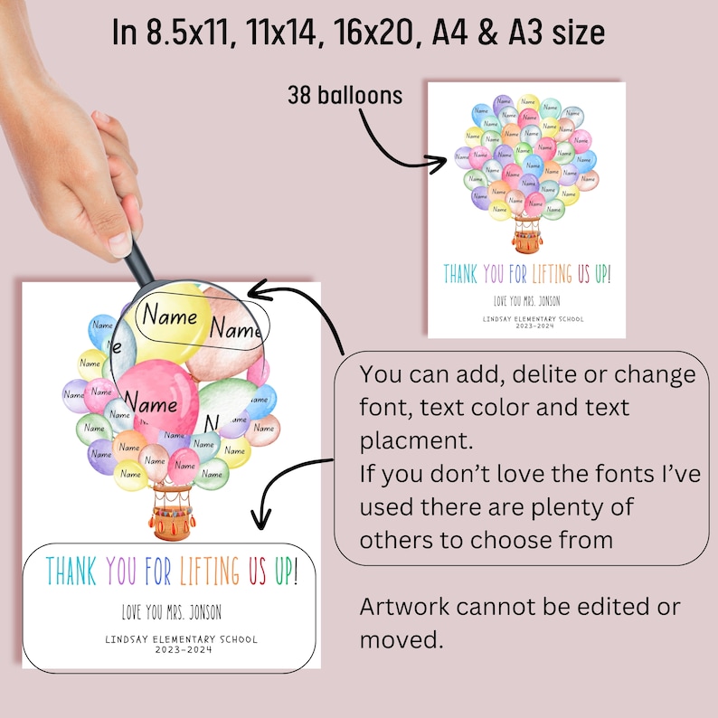 Teacher Appreciation Gift, Editable Printable Teacher Gift End of ...