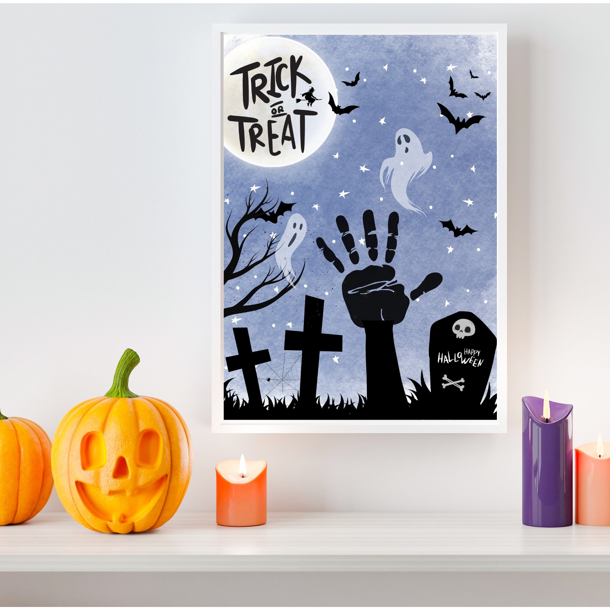 Printable Zombie Handprint Halloween Decoration Art for Kids - Etsy