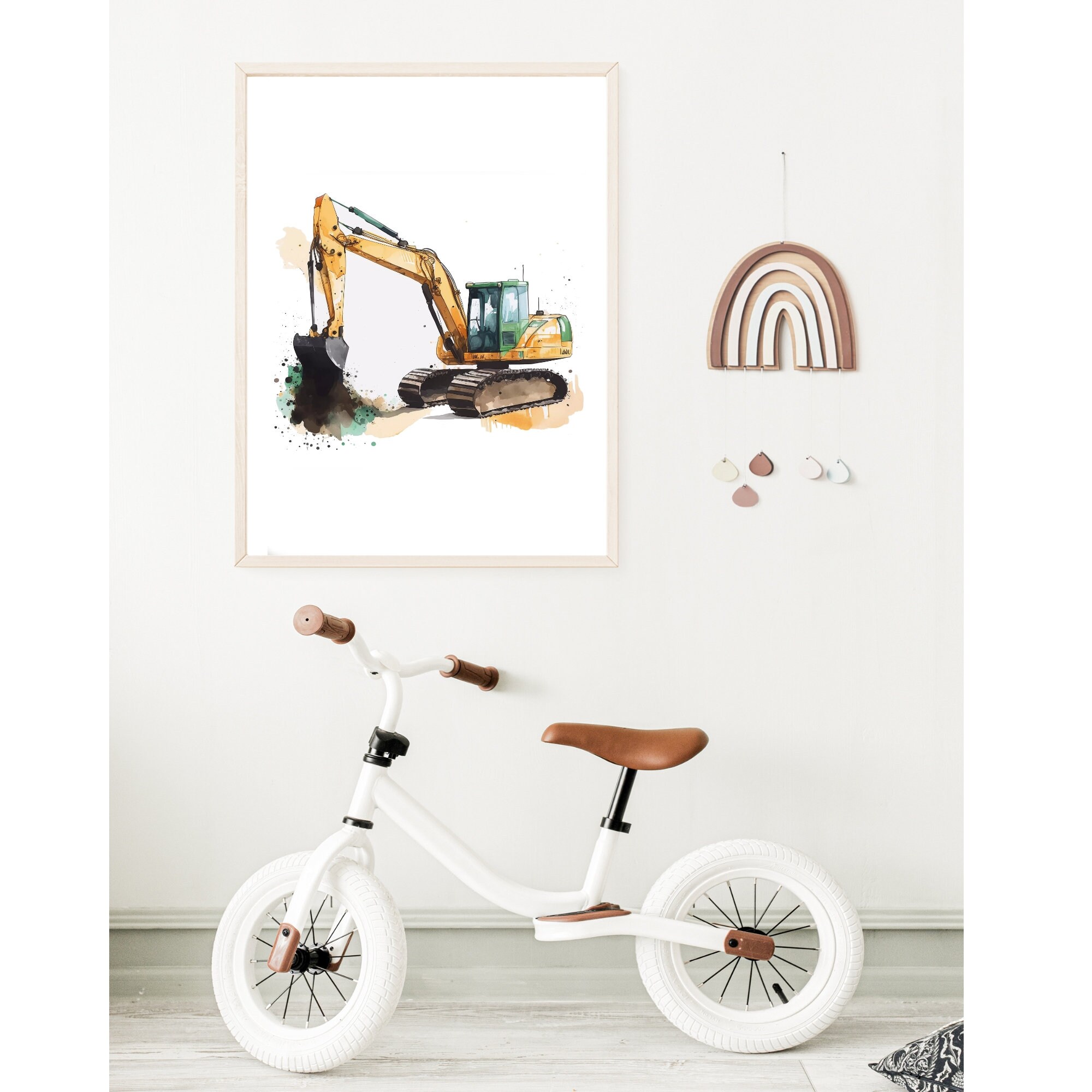 Excavator Wall Art Decor Printable Nursery Art for Kids Bedroom Decor ...