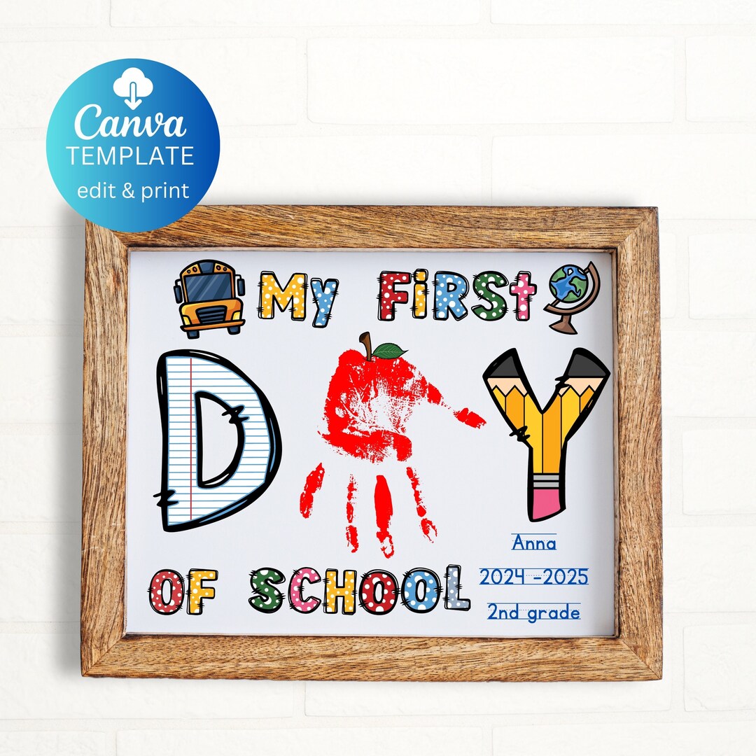 First Day of School Handprint Memory Keepsake, Back to School Printable ...