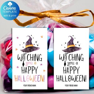 Printable Witching You a Happy Halloween Gift Tag, Spooky Treat Bag Tag ...