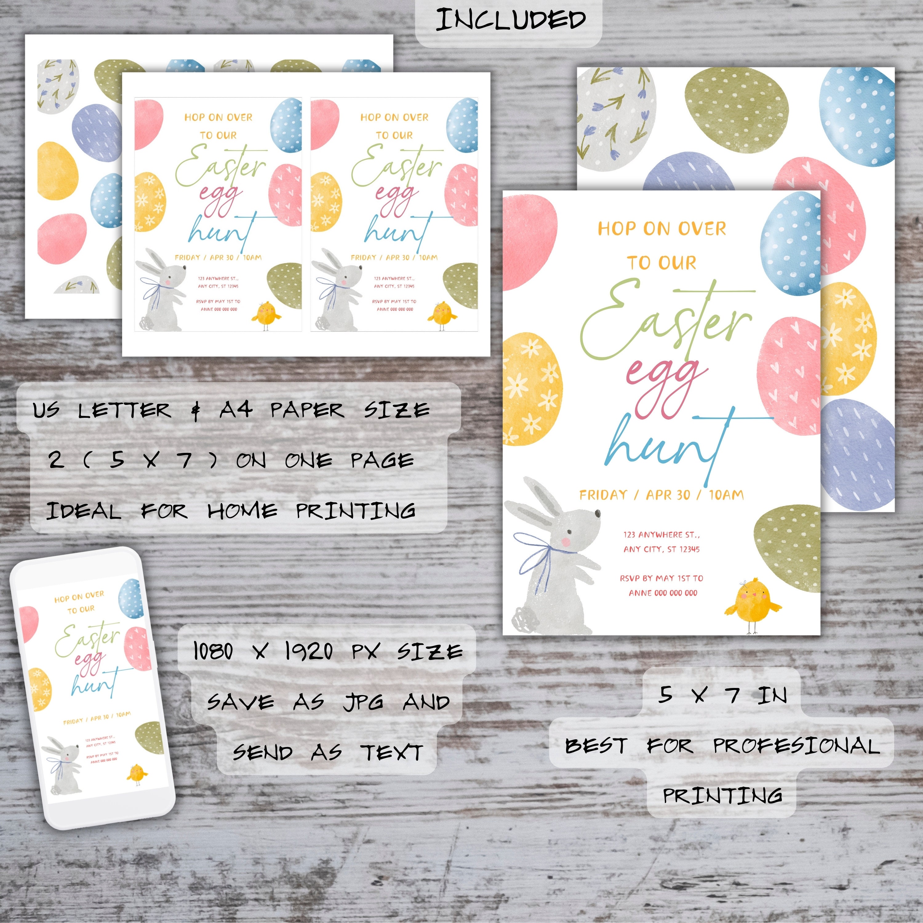 Easter Egg Hunt Invite for Kids, Easte Egg Hunt Party Invite, Easter ...