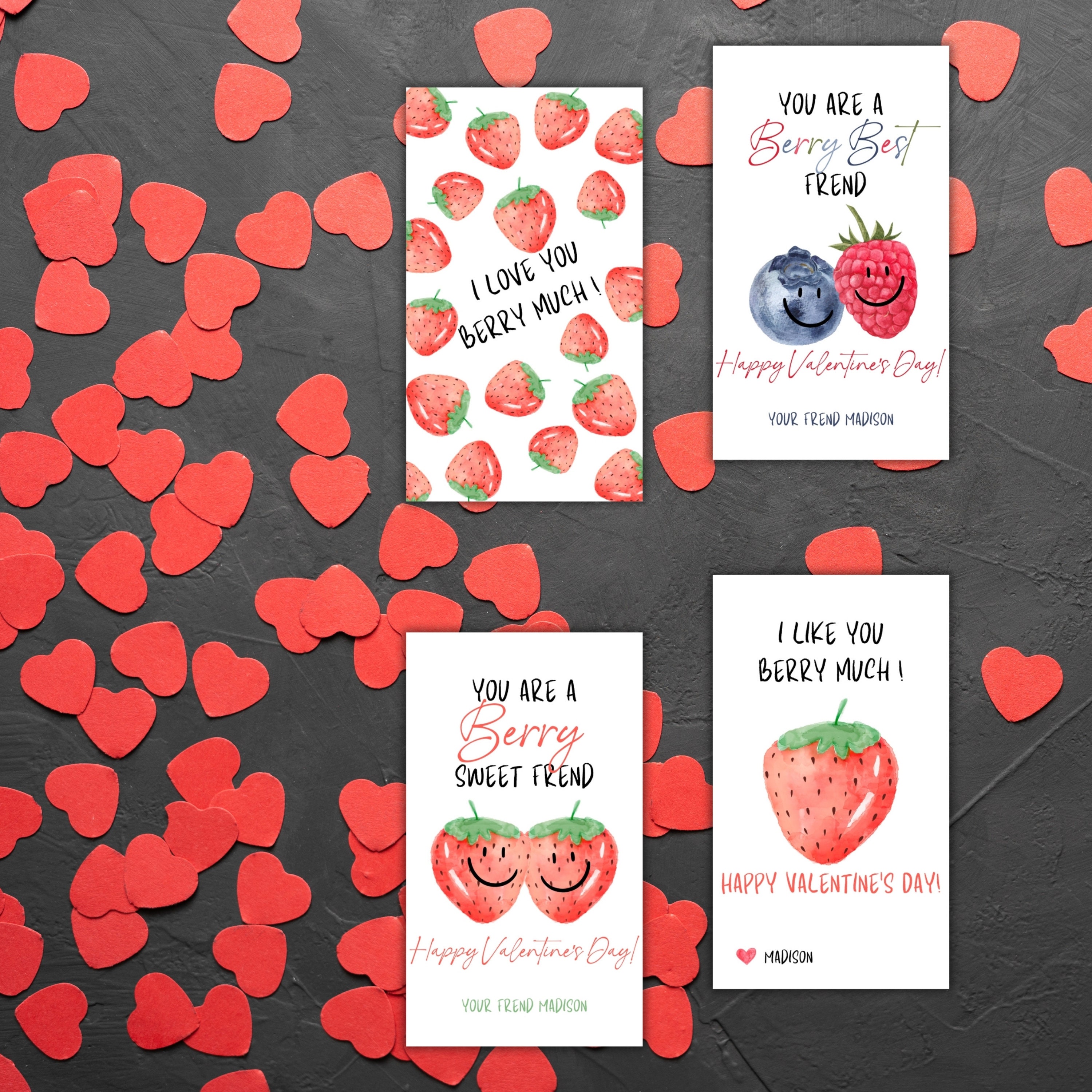 Editable Berry Valentines Gift Tags Valentine You Are Berry Frend Tag ...