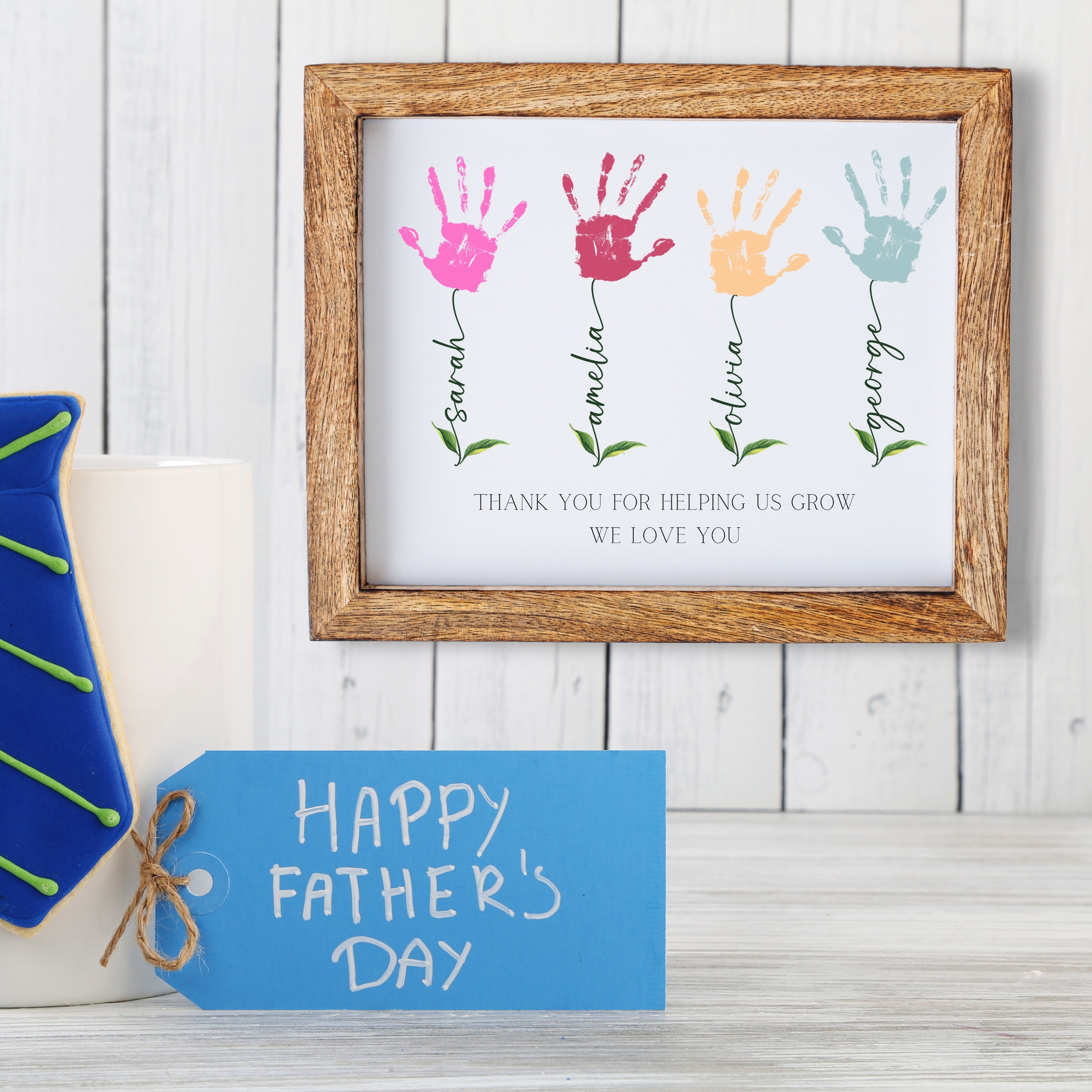 Personalised Father's Day Gift Printable Floral Handprint DIY Dad's ...
