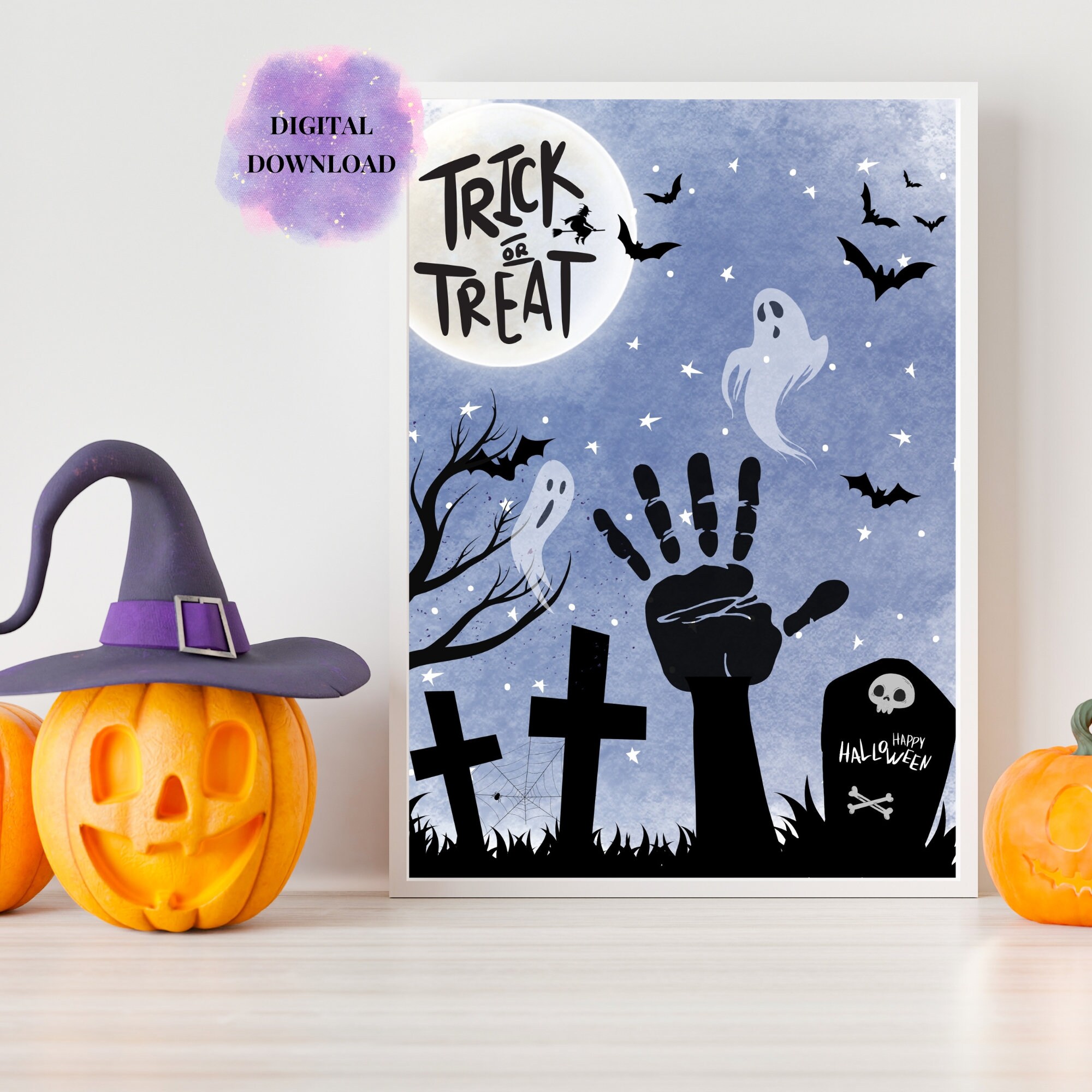 Printable Zombie Handprint Halloween Decoration Art for Kids - Etsy
