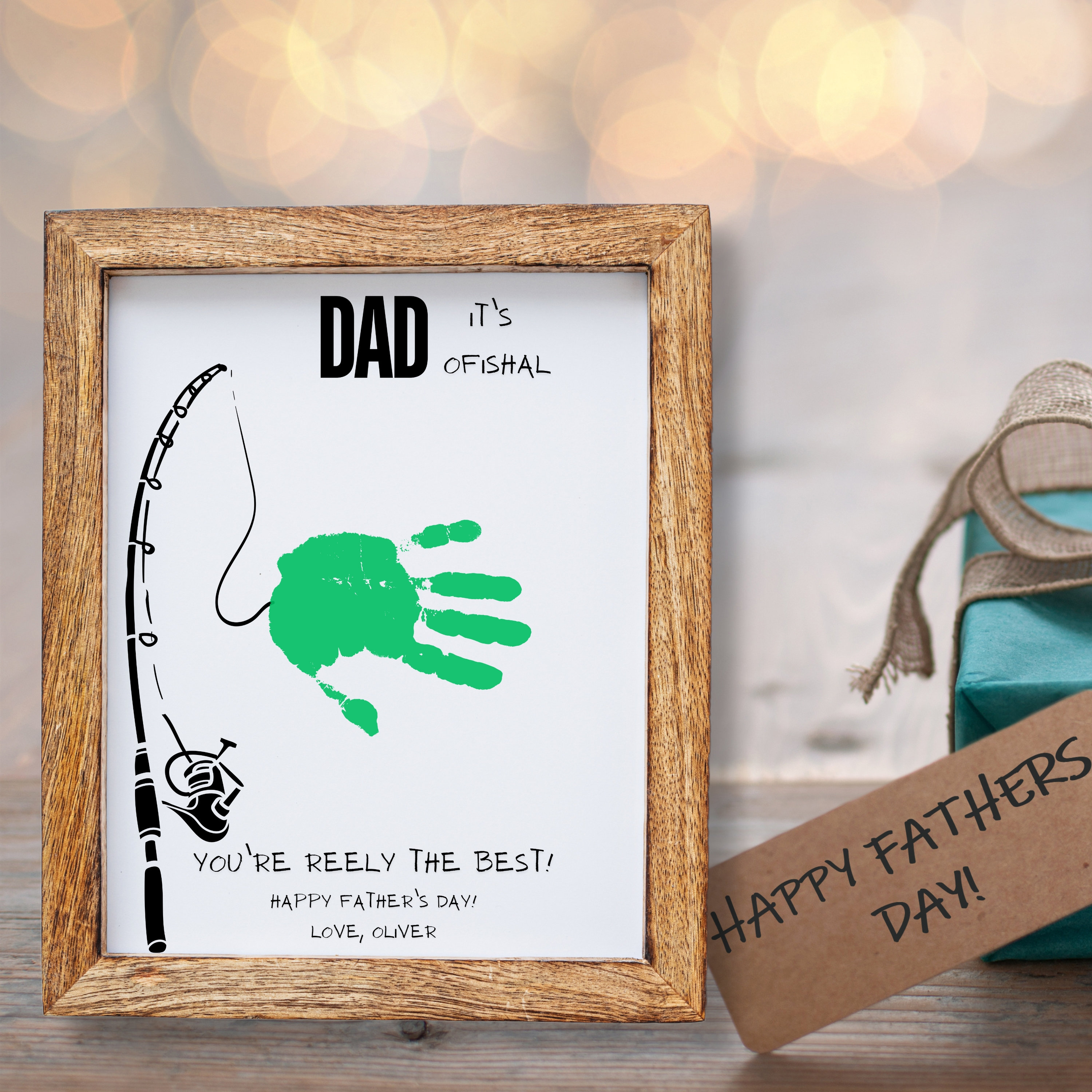 Custom Fishing Handprint Sign DIY Personalized Gift From Kids Fathers ...