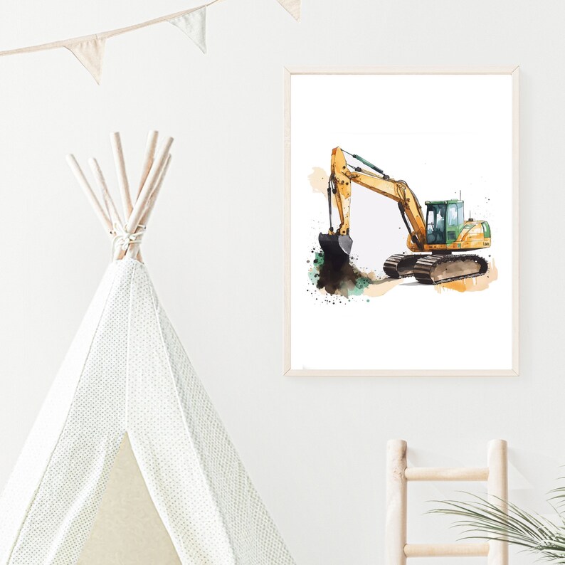 Excavator Wall Art Decor Printable Nursery Art for Kids - Etsy